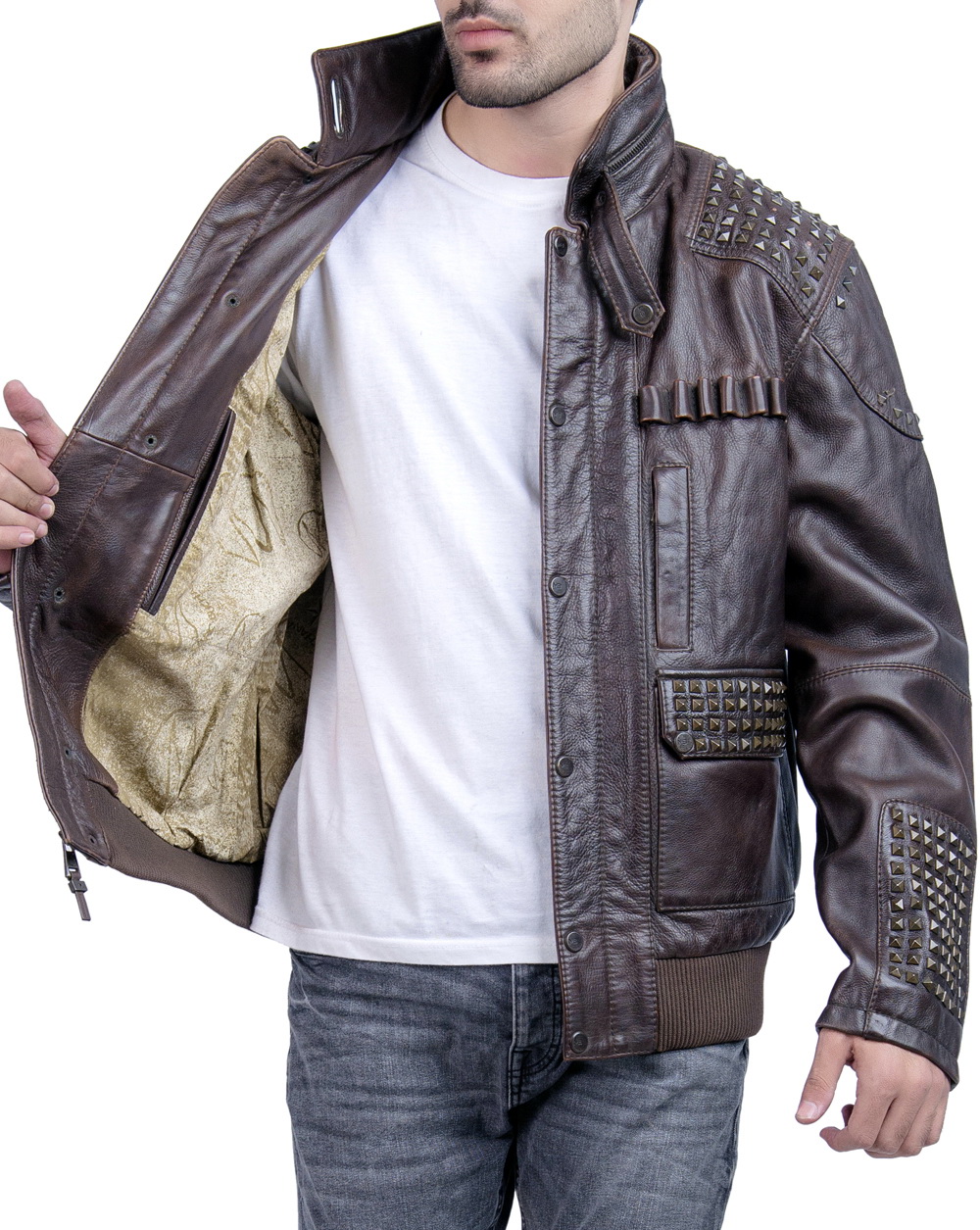 Metal Stud Leather Jacket